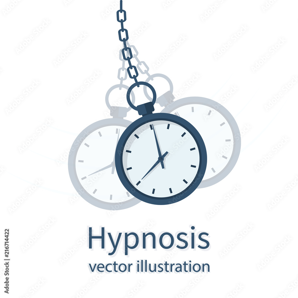 Hypnosis concept. Watch on a chain. Golden pocket watch. Pendulum ...