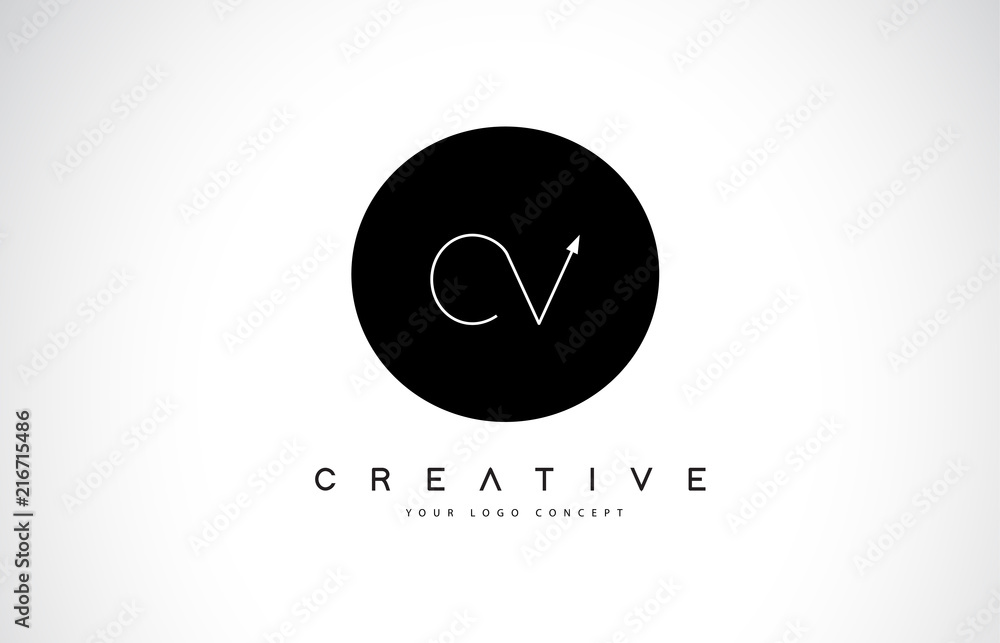 CV C V Logo Design with Black and White Creative Text Letter Vector ...