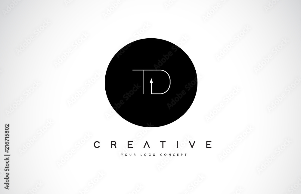 TD T D Logo Design with Black and White Creative Text Letter Vector ...