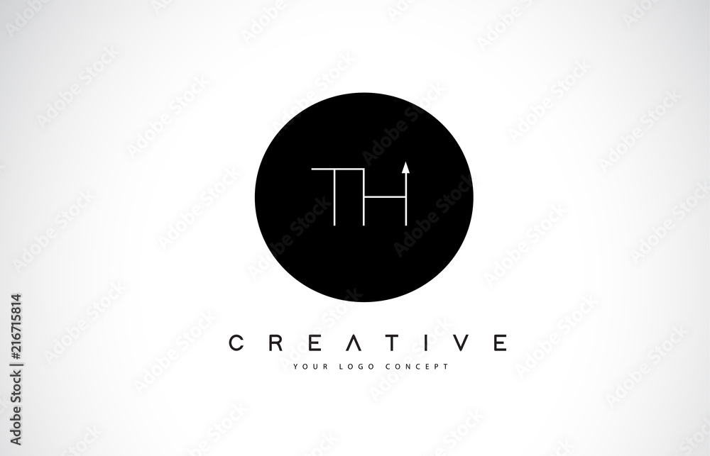 TH T H Logo Design with Black and White Creative Text Letter Vector ...