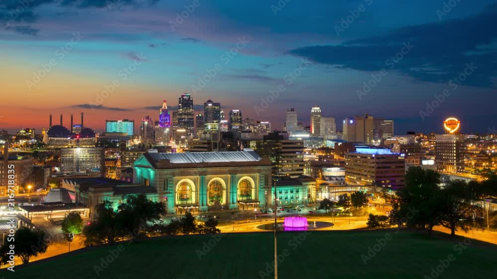 Kansas City Iconic Skyline View in a Vibrant Dusk Setting Overlooking ...