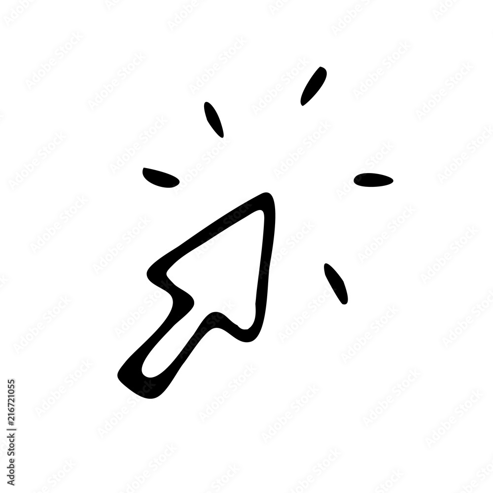 Hand Drawn click arrow doodle. Sketch style icon. Decoration element ...