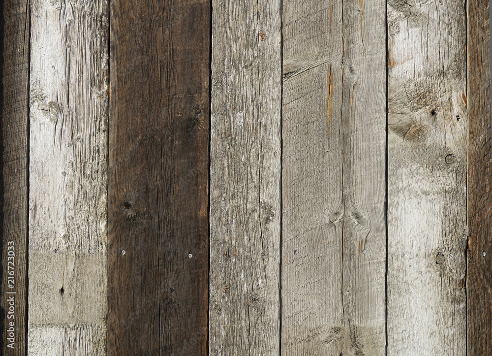 Rustic weathered wood surface with long boards lined up. Wooden planks ...