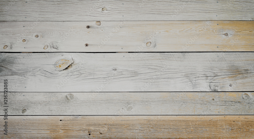Rustic weathered wood surface with long boards lined up. Wooden planks ...