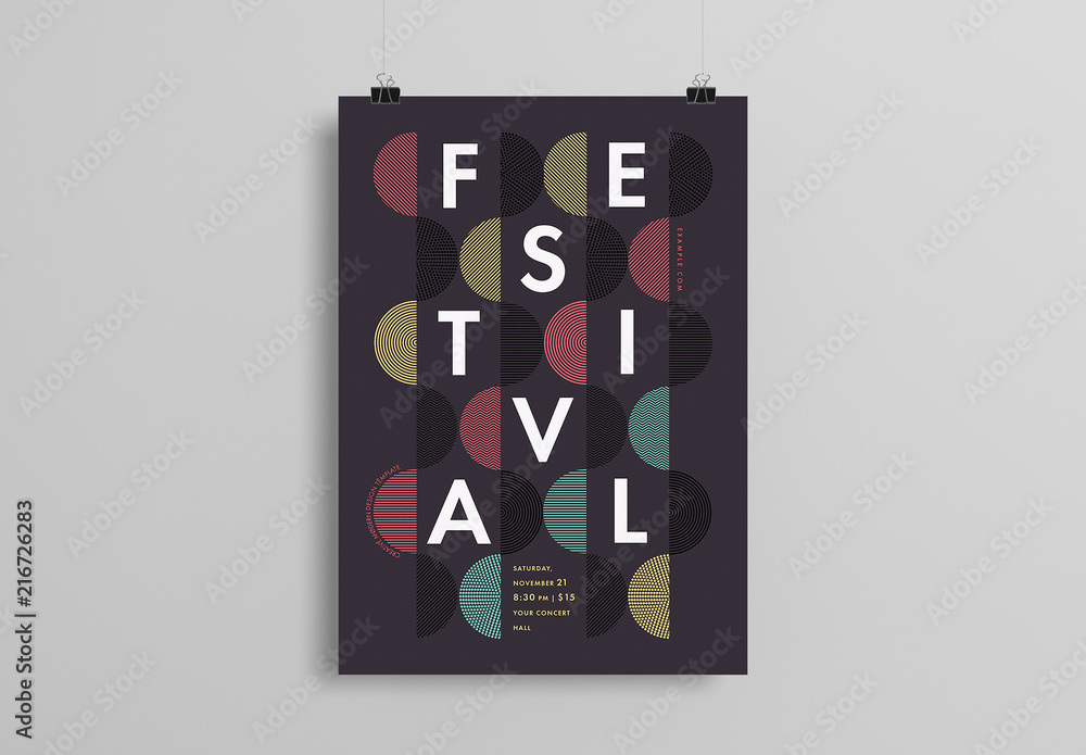 Poster Layout with Circular Patterns Stock Template | Adobe Stock