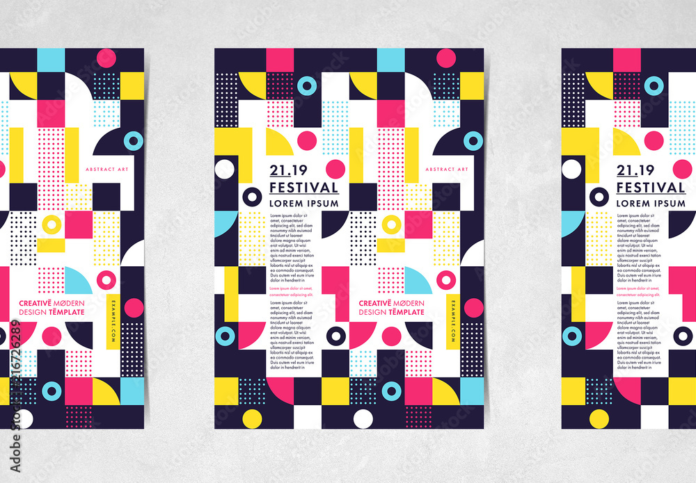 Poster Layout with Geometric Shapes Stock Template | Adobe Stock