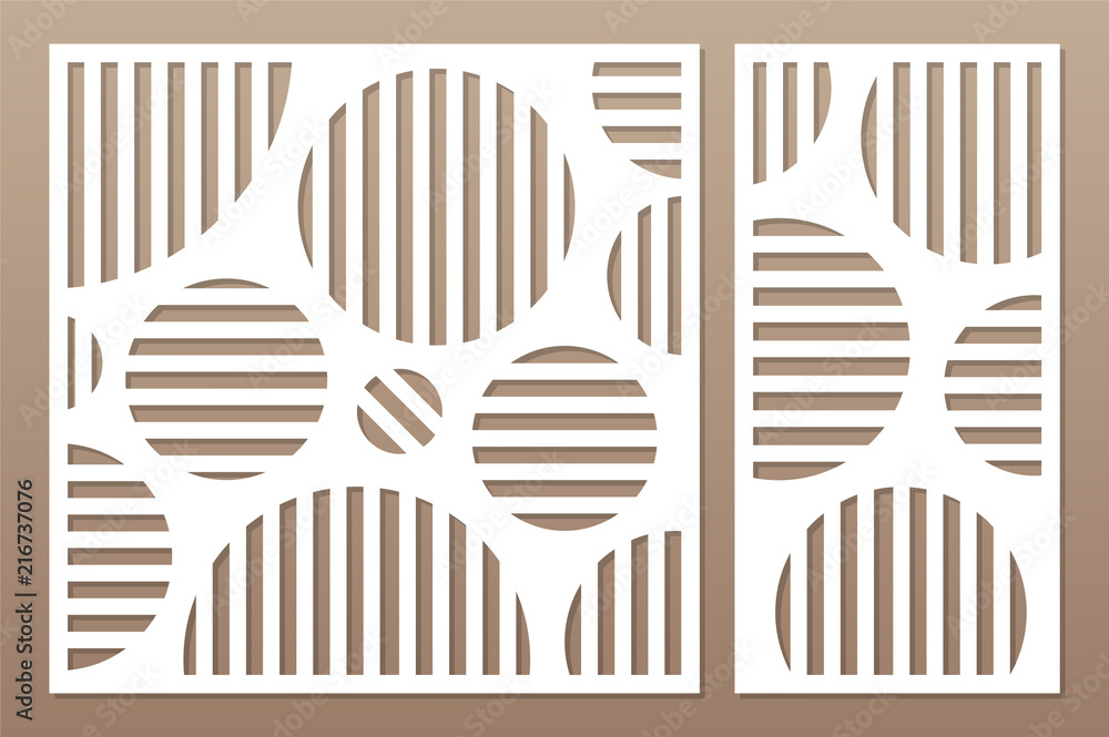 Decorative card set for cutting laser or plotter. geometric art circle ...