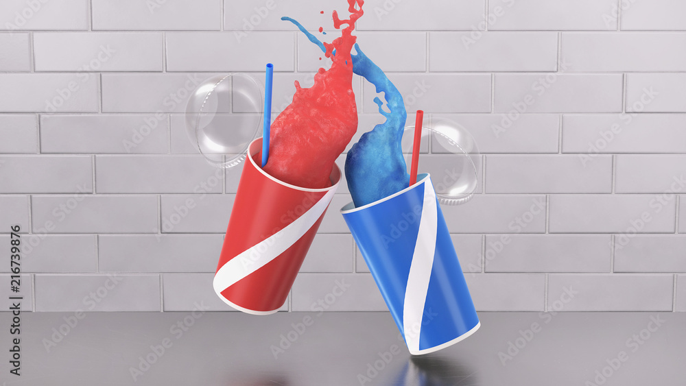 Two Frozen Drinks Collide on Concession Stand Stock Photo | Adobe Stock