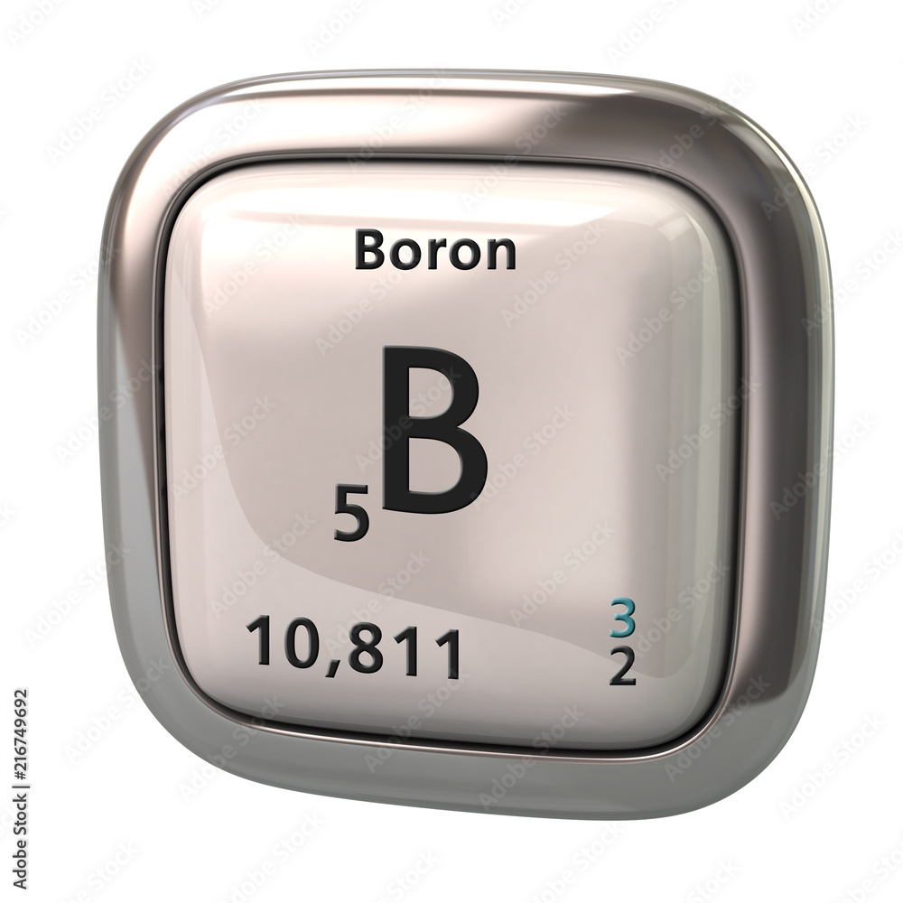 Boron B chemical element from the periodic table icon 3d illustration ...