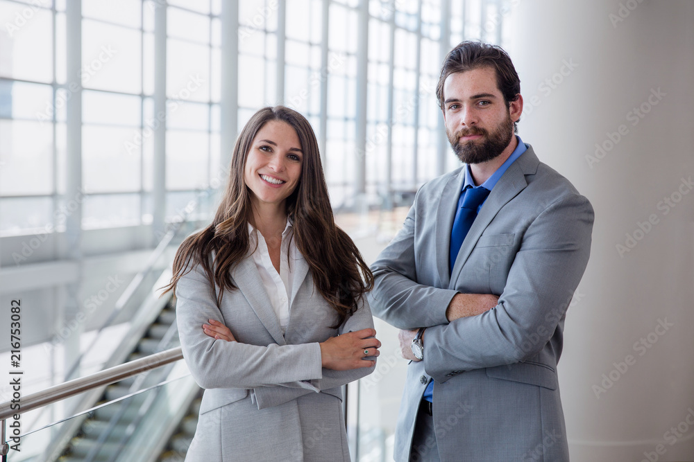 Business executive couple working at workplace, collaborating joint ...