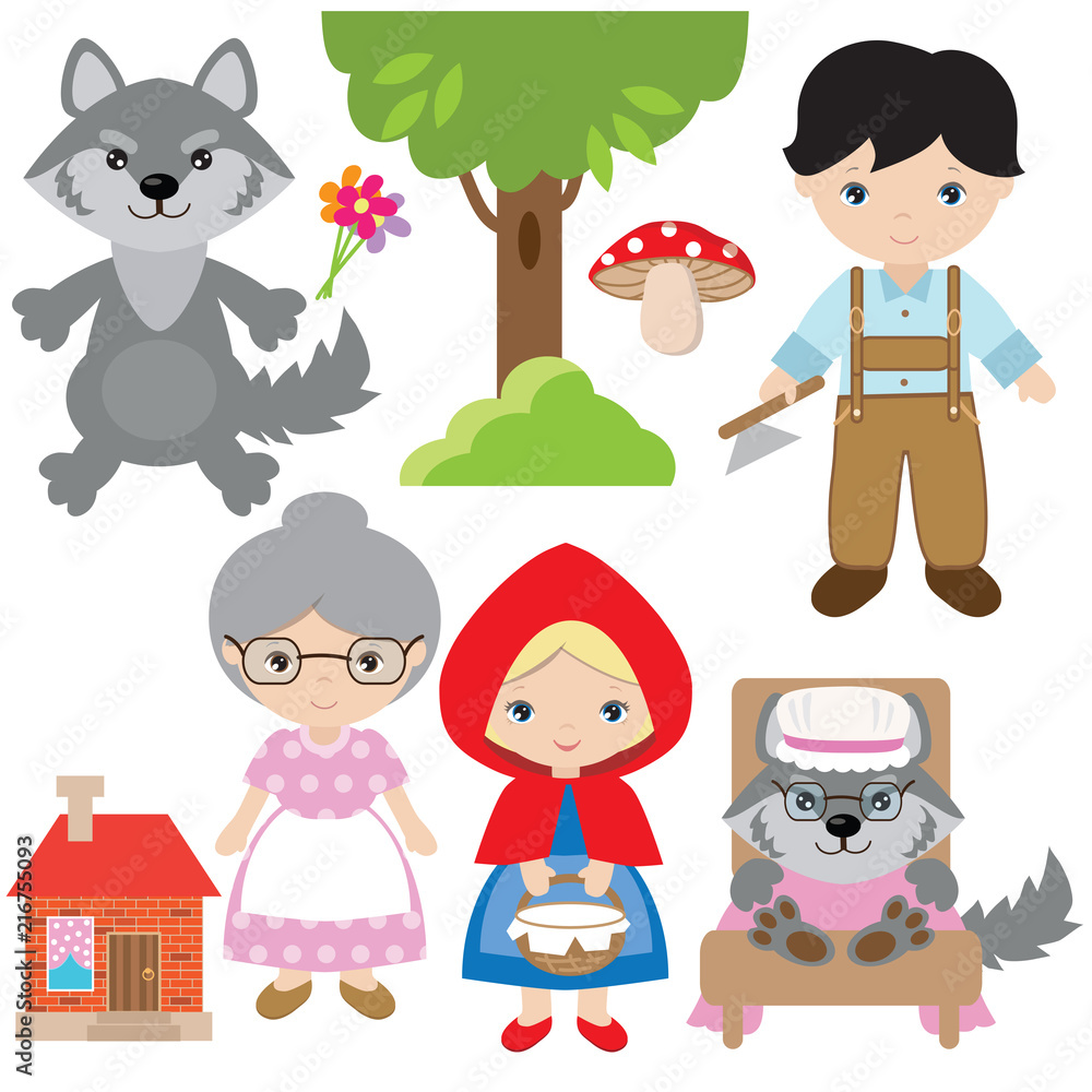 Red riding hood vector cartoon illustration Stock Vector | Adobe Stock