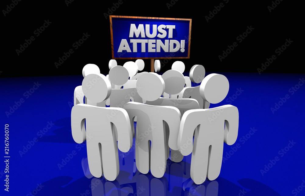 Must Attend Event Sign Drawing Crowd People 3d Illustration Stock Photo ...