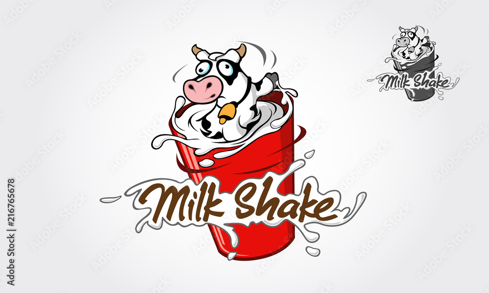 Milk Shake Logo Cartoon Character. Vector logo illustration of ...