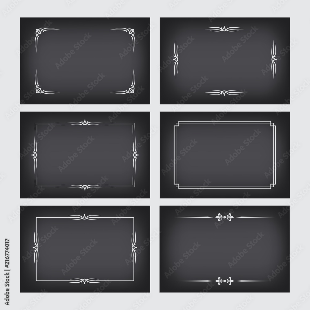 Set of vintage borders in silent film style. Vector retro design ...