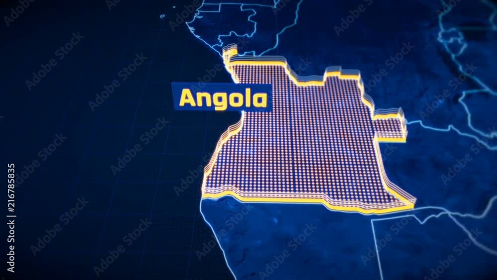 Angola country border 3D visualization, modern map outline, travel ...