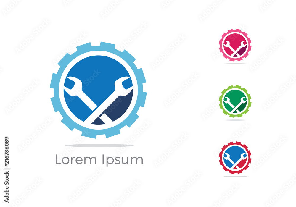 Automobile, car repairing service logo design, wrench in gear icon ...