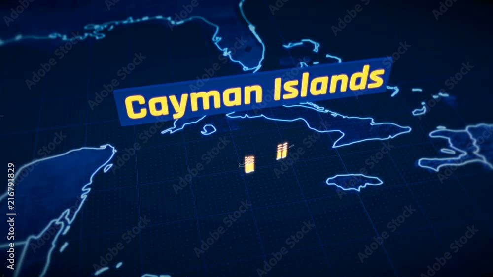 Cayman Islands country border 3D visualization, modern map outline ...