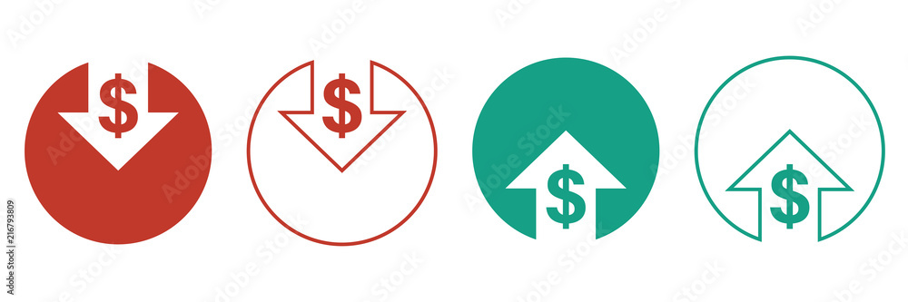 cost reduction icons for web design. line style. cost reduction vector ...