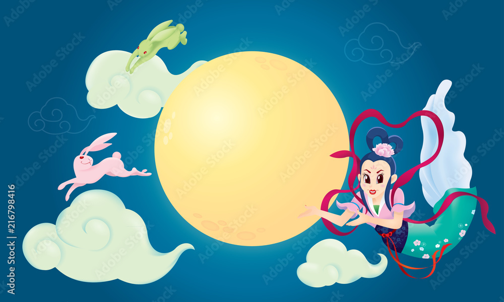 Chinese Mid Autumn Festival design with the goddess Chang Er and ...