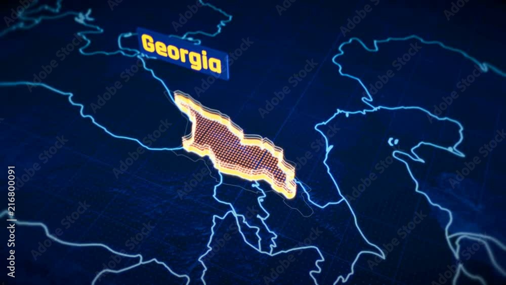 Georgia country border 3D visualization, modern map outline, travel ...