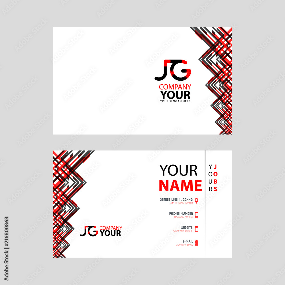 The JG logo on the red black business card with a modern design is ...