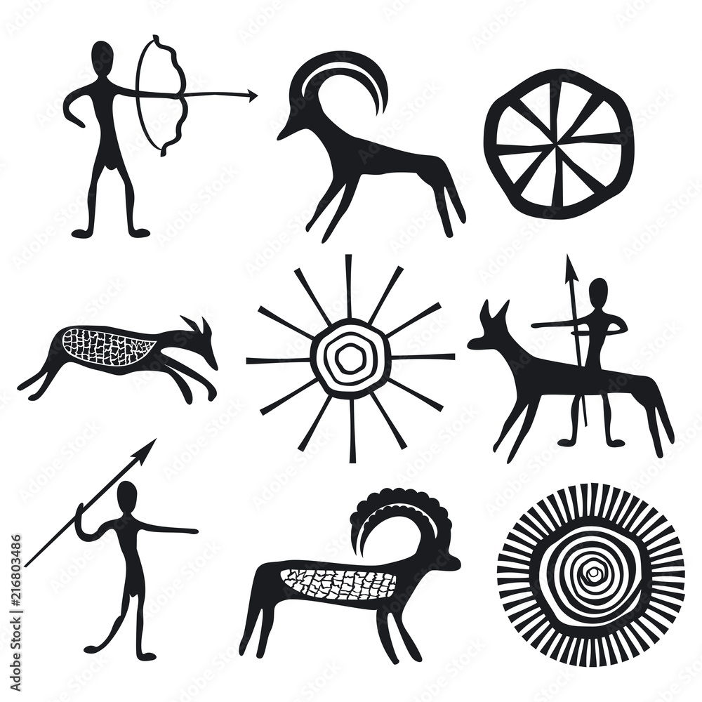 Vector petroglyphs Stock Vector | Adobe Stock