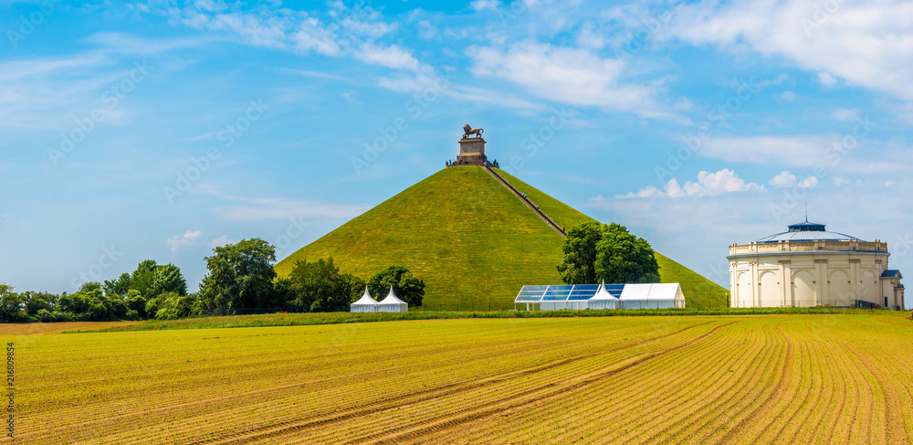 View at the Watrloo Hill with Memorial Battle opf Waterloo in Belgium ...