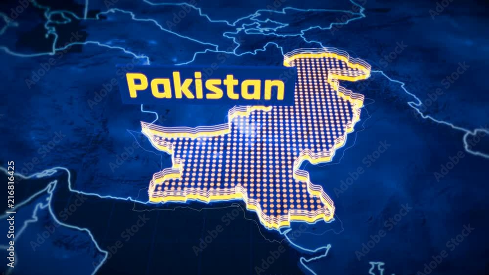 Pakistan country border 3D visualization, modern map outline, travel ...