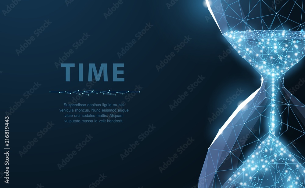 Sandglass. Low poly wireframe sandglass looks like constellation on ...