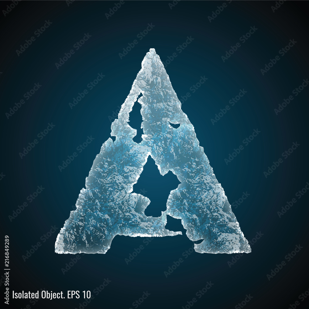 Ice Font / isolated ice shaped letter A vector illustration Stock ...