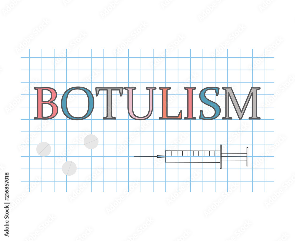 botulism word on checkered paper sheet- vector illustration Stock ...