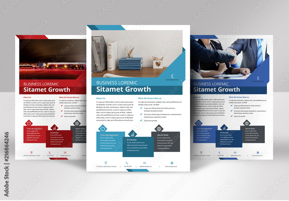 Flyer Layout with Geometric Elements Stock Template | Adobe Stock