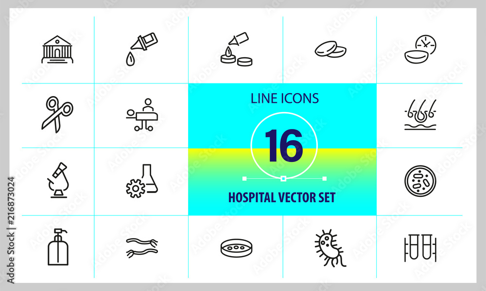 Hospital icons. Set of line icons. Surgery, operating room, laboratory ...