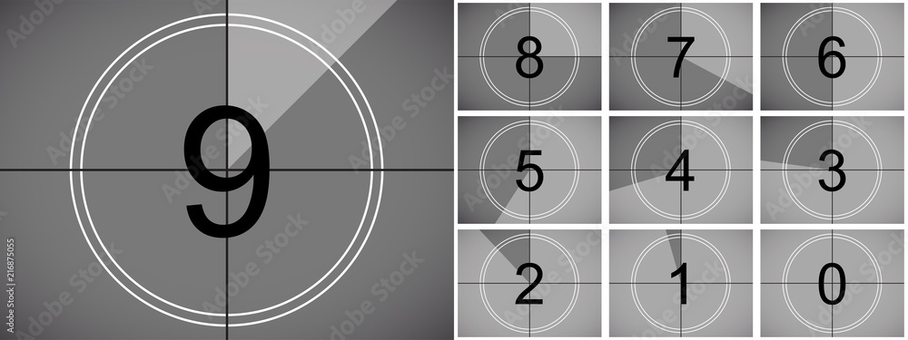 Movie countdown retro vector cinema screen Stock Vector | Adobe Stock