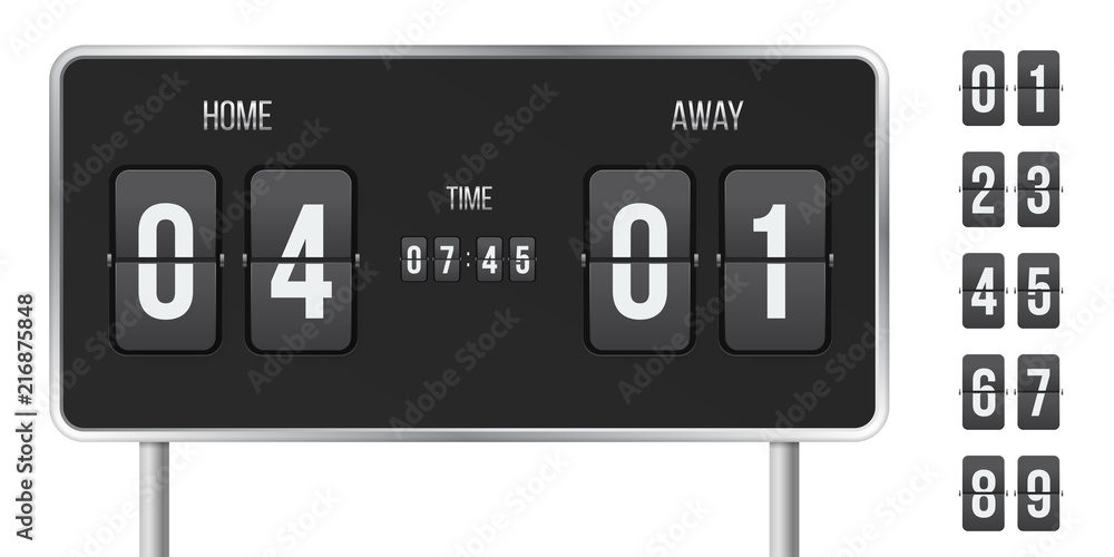 Flip scoreboard vector score and time countdown Stock Vector | Adobe Stock