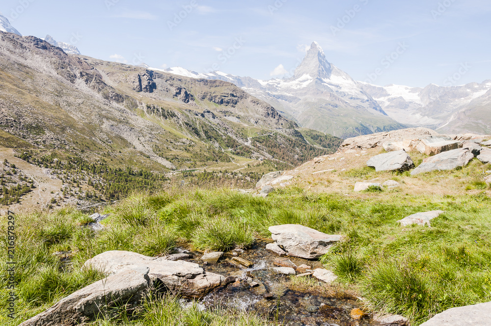 Zermatt, Wallis, Matterhorn, Alpen, Walliser Berge, Blauherd, Wanderweg ...