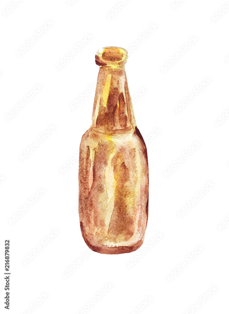 Hand drawing of a watercolor painting of a transparent bottle Stock ...