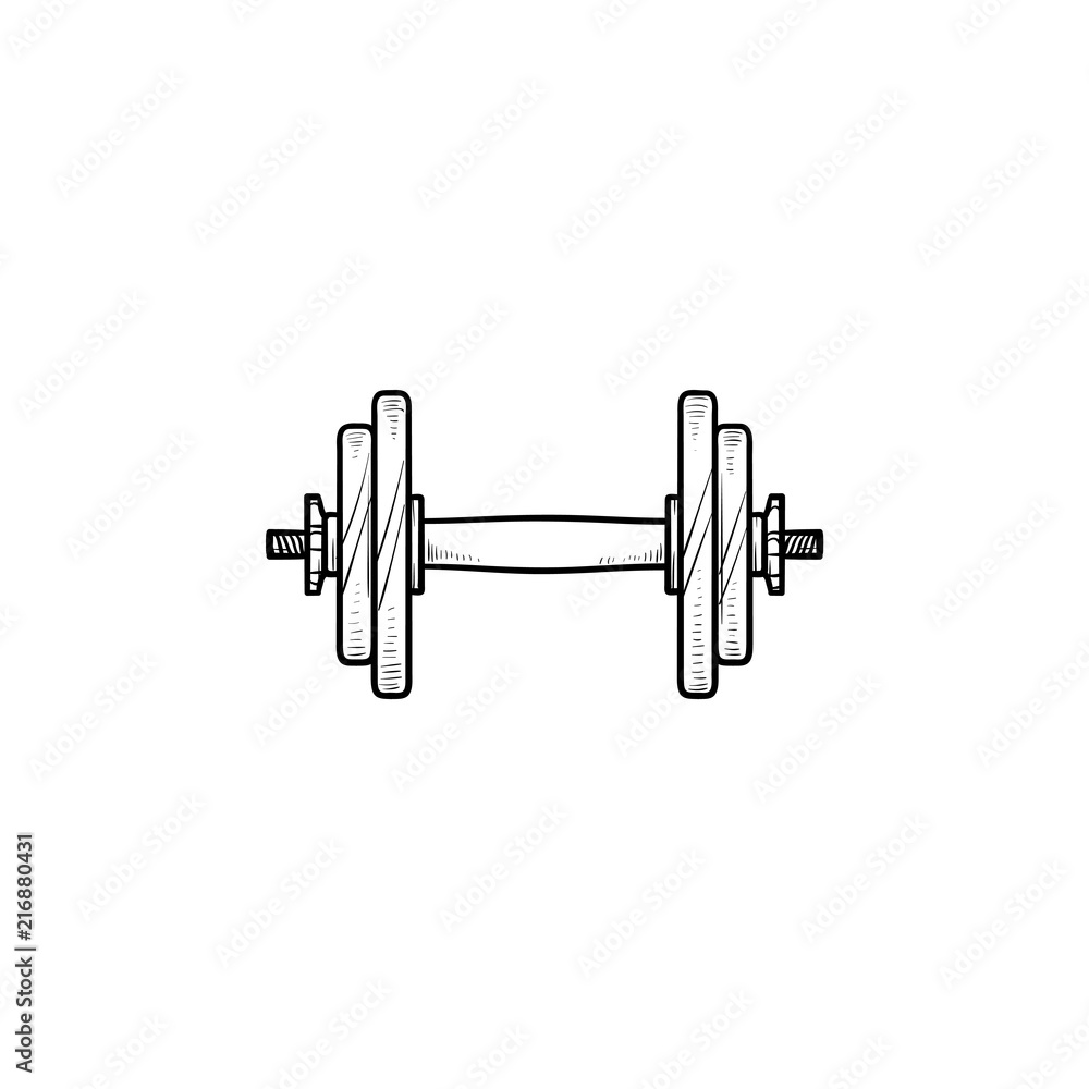 Dumbbell for gym hand drawn outline doodle icon. Muscle lifting ...