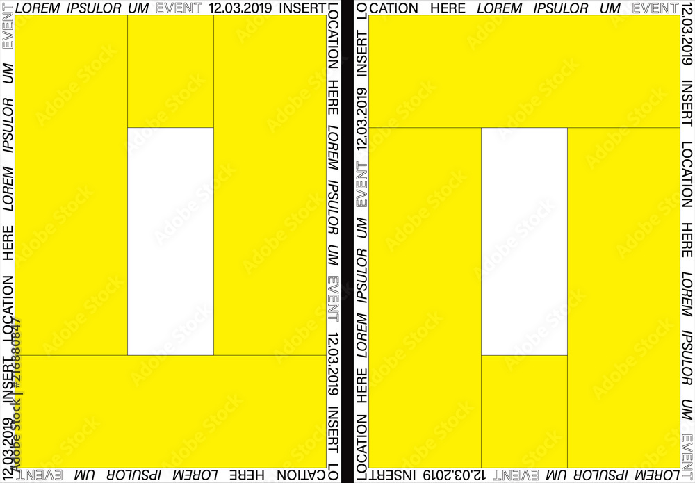 Yellow Poster Layout with Text Borders Stock Template | Adobe Stock