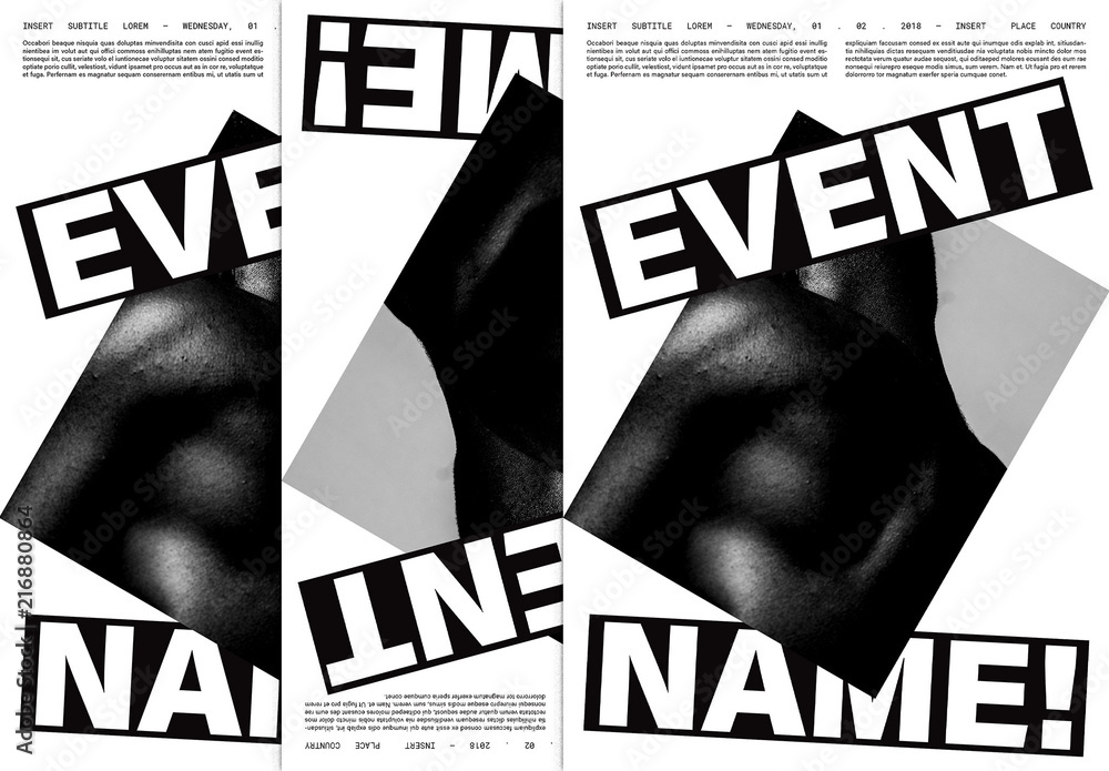 Black and White Poster Layout with Highlighted Text Stock Template ...