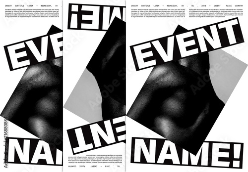 Black and White Poster Layout with Highlighted Text Stock Template ...