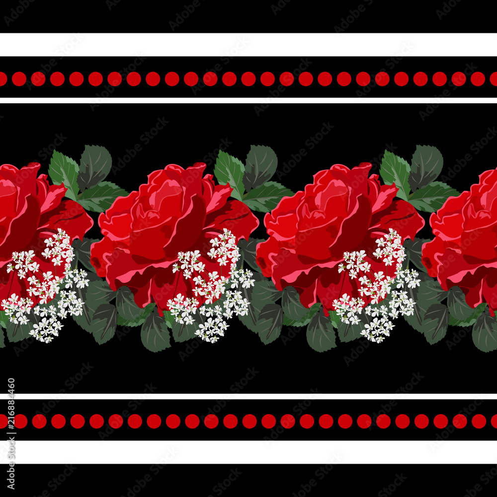 Vintage Red Rose Border