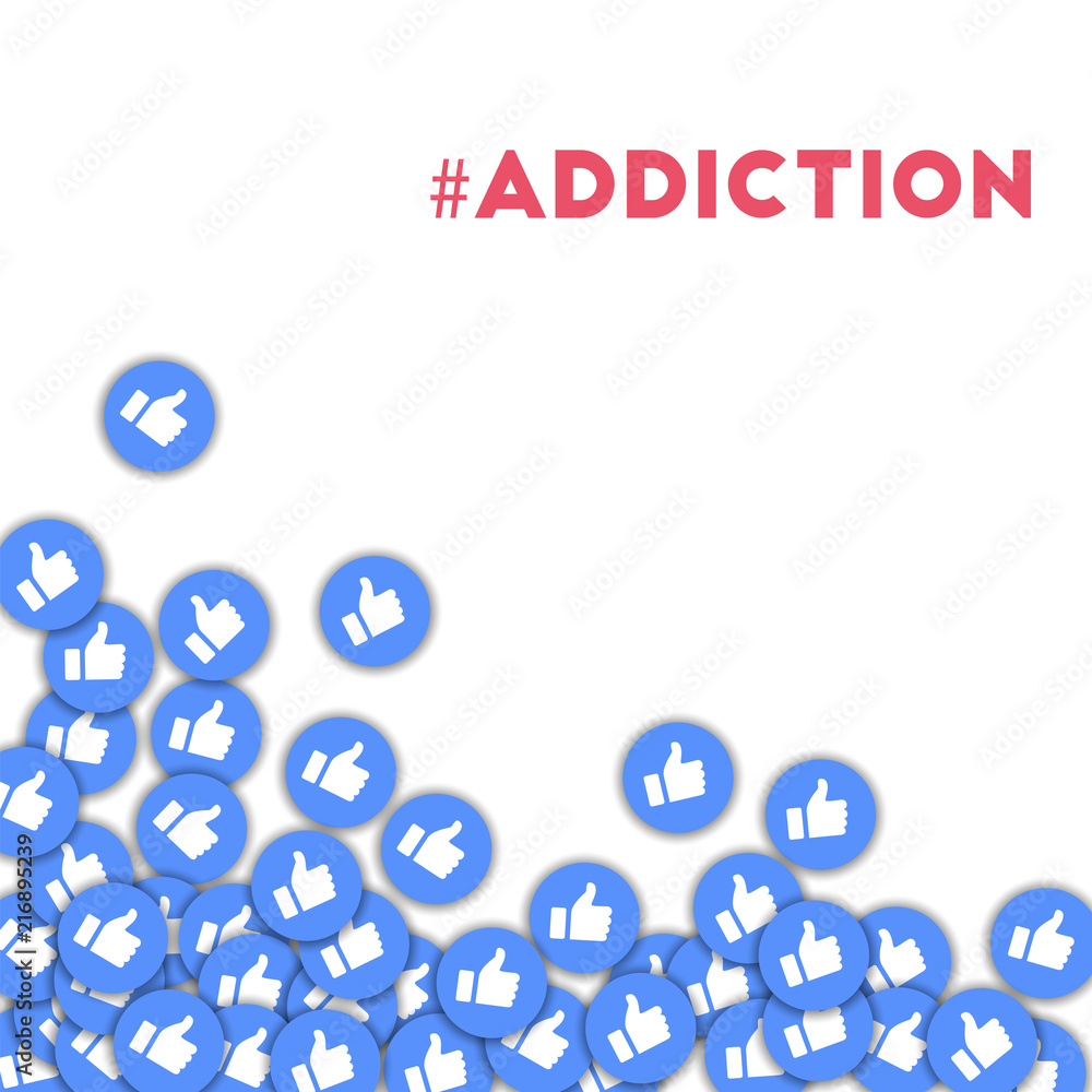 Addiction. Social media icons in abstract shape background with ...
