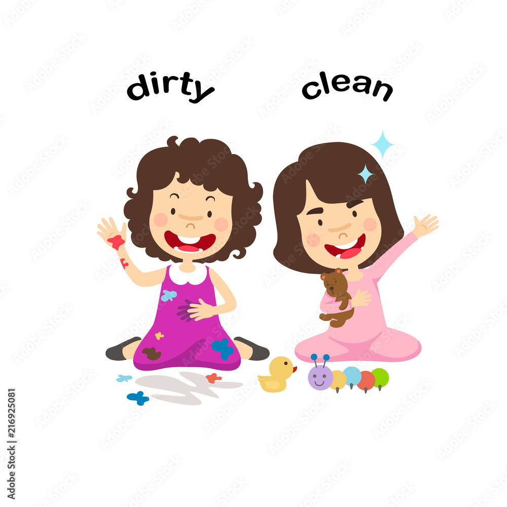 Opposite dirty and clean vector illustration Stock Vector | Adobe Stock
