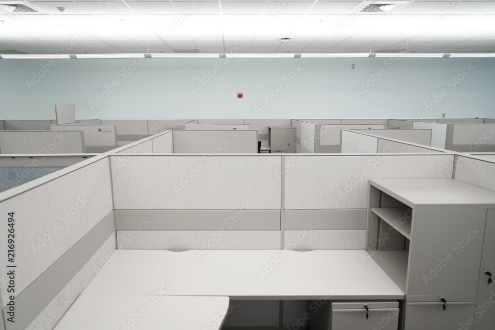 cubicles inside office building, place of work Stock Photo | Adobe Stock
