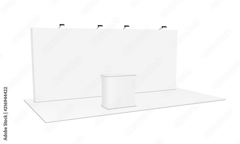 Rectangular pop up display system & podium. Blank trade show booth ...