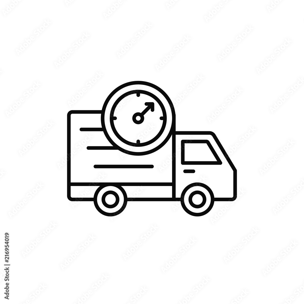 delivery truck clock icon. estimated shipment time illustration. simple ...