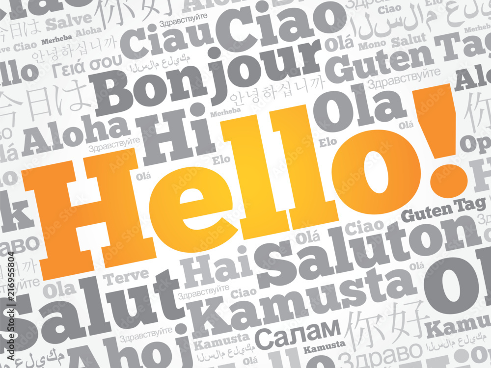 Hello word cloud in different languages of the world, background ...
