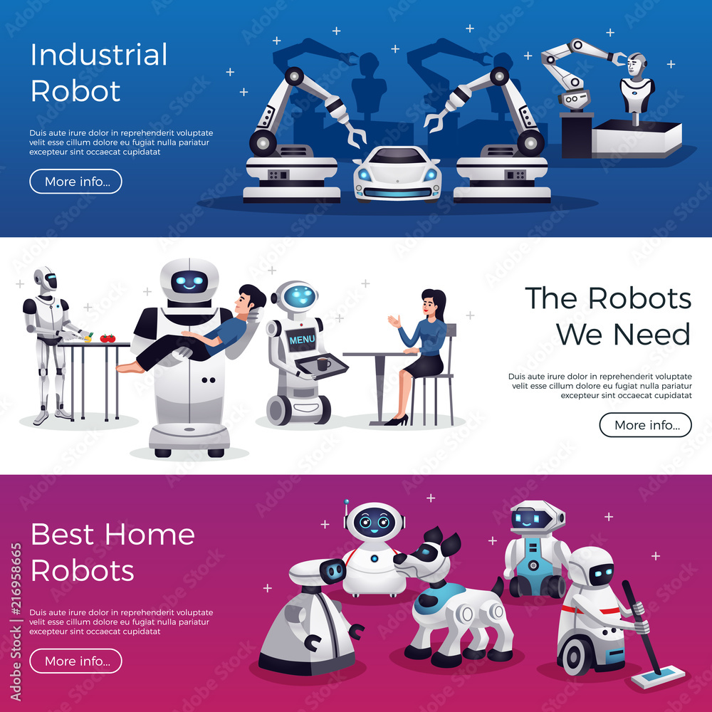 Robots Horizontal Banners Stock Vector | Adobe Stock