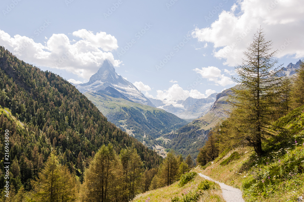 Zermatt, Findeln, Findelbach, Findelschlucht, Wanderweg, Matterhorn ...